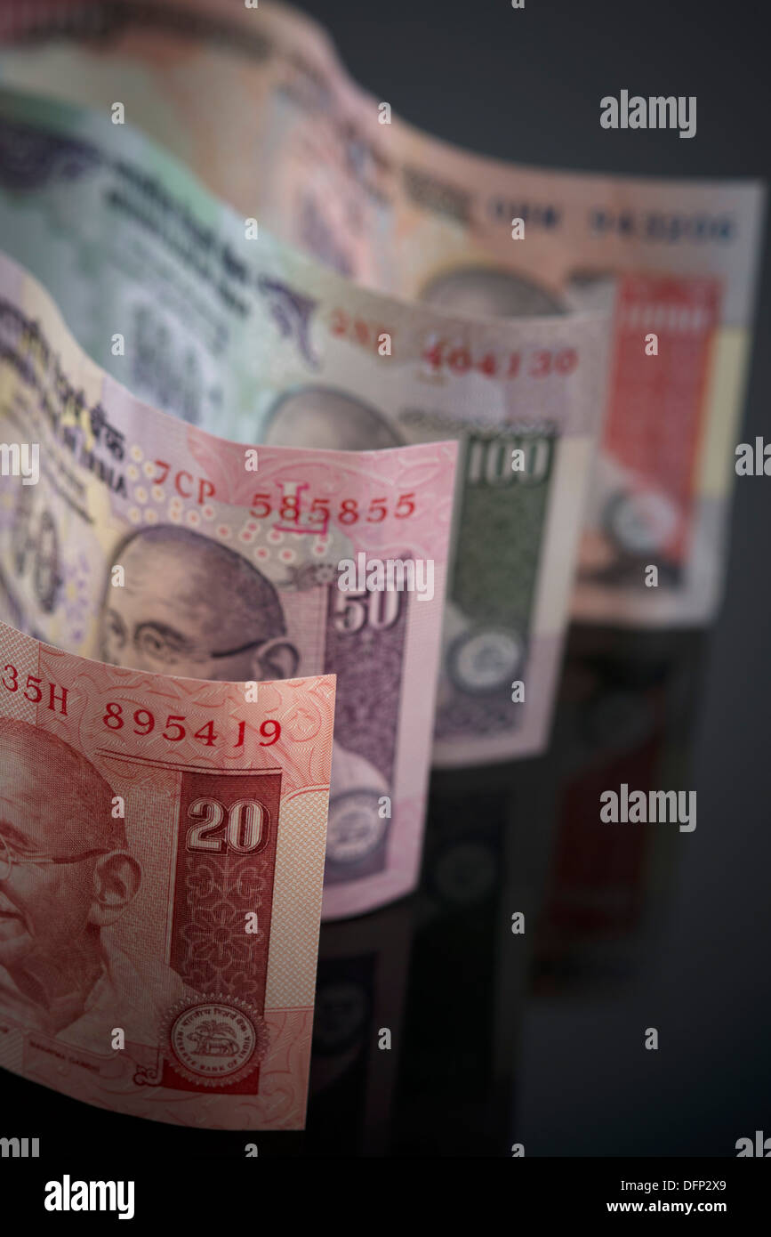 Variations of Indian Rupees Stock Photo - Alamy