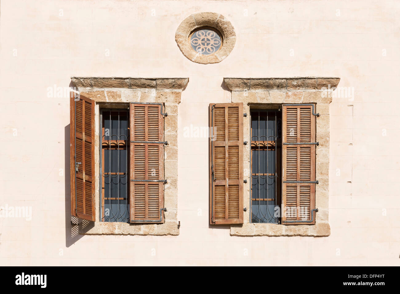 old wooden shuttered window in jerusalem israel Stock Photo - Alamy