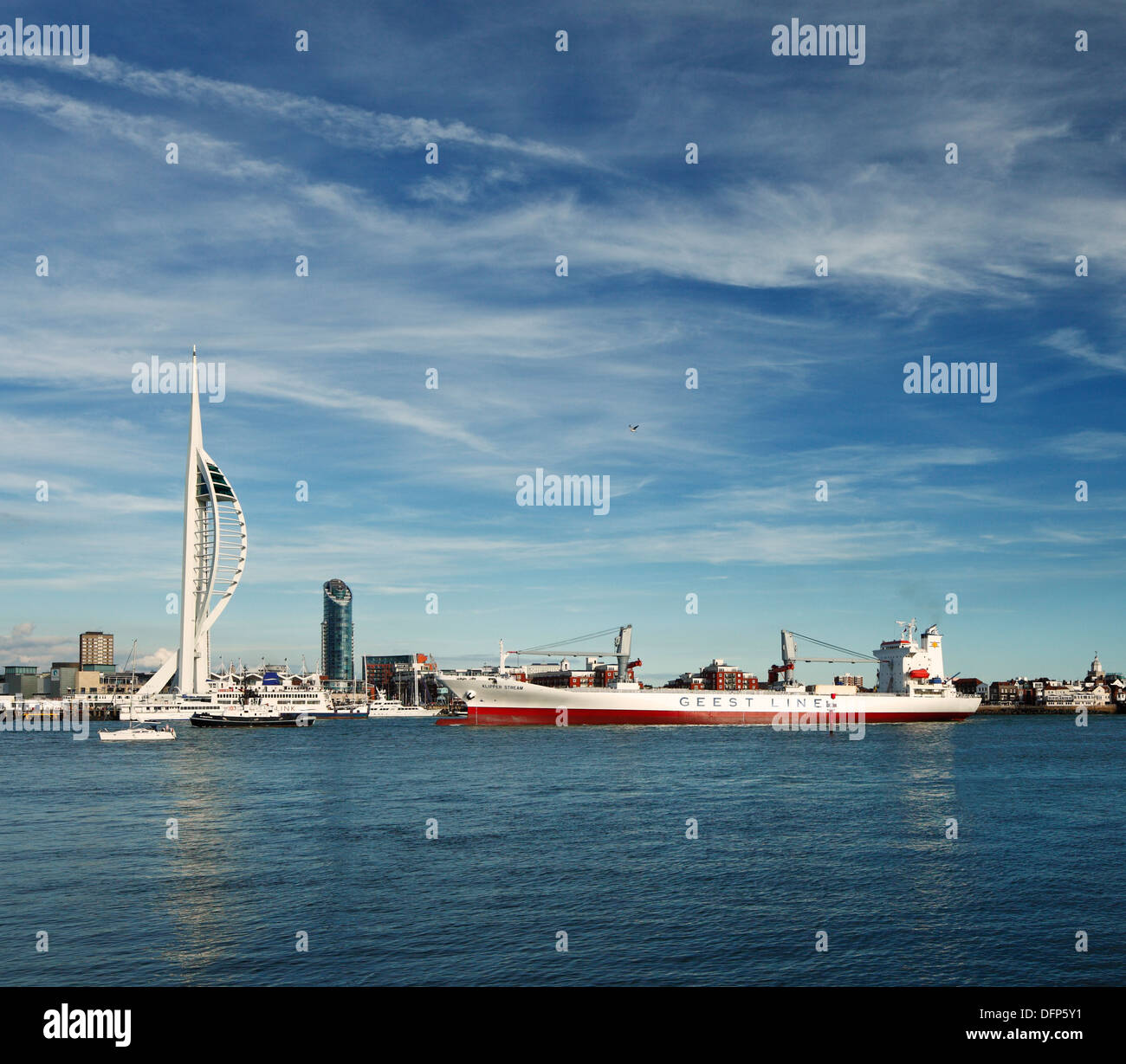 The Dutch Klipper Stream Geest Line ship arriving at Portsmouth Harbour ...