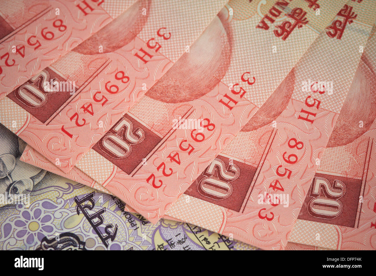 Close-up of Indian twenty rupee banknotes Stock Photo - Alamy