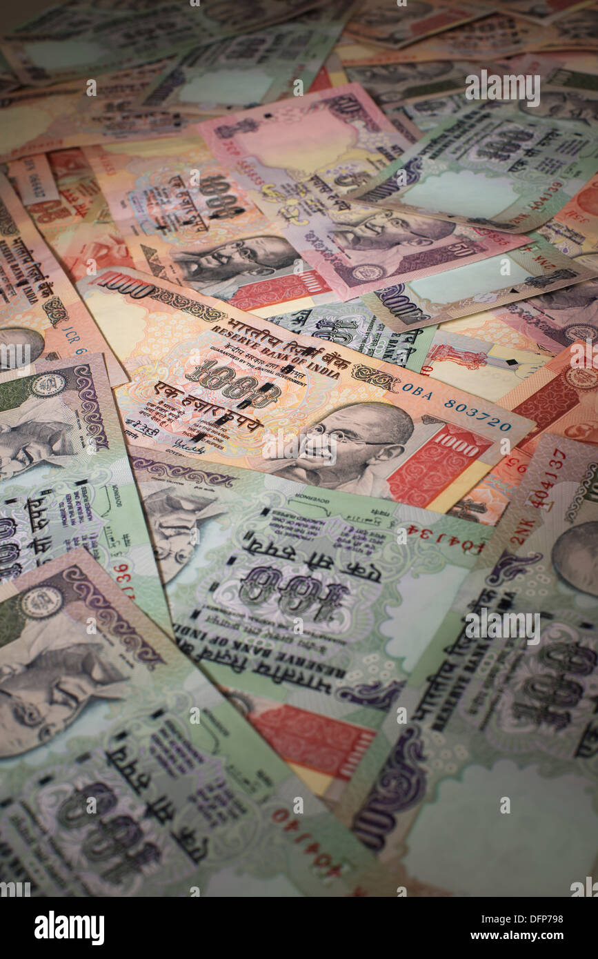 Variations of Indian Rupees Stock Photo - Alamy