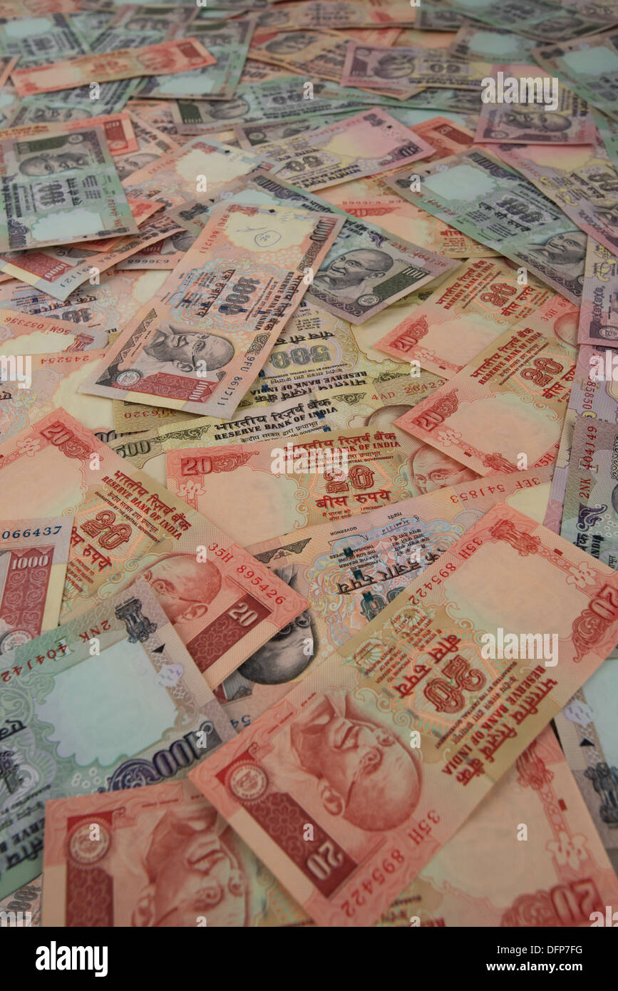 Variations of Indian Rupees Stock Photo - Alamy