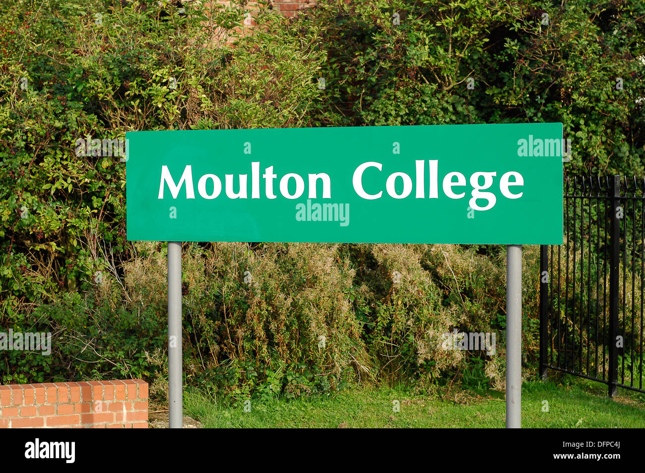 Moulton College sign on Higham Ferrers Northamptonshire Stock Photo - Alamy