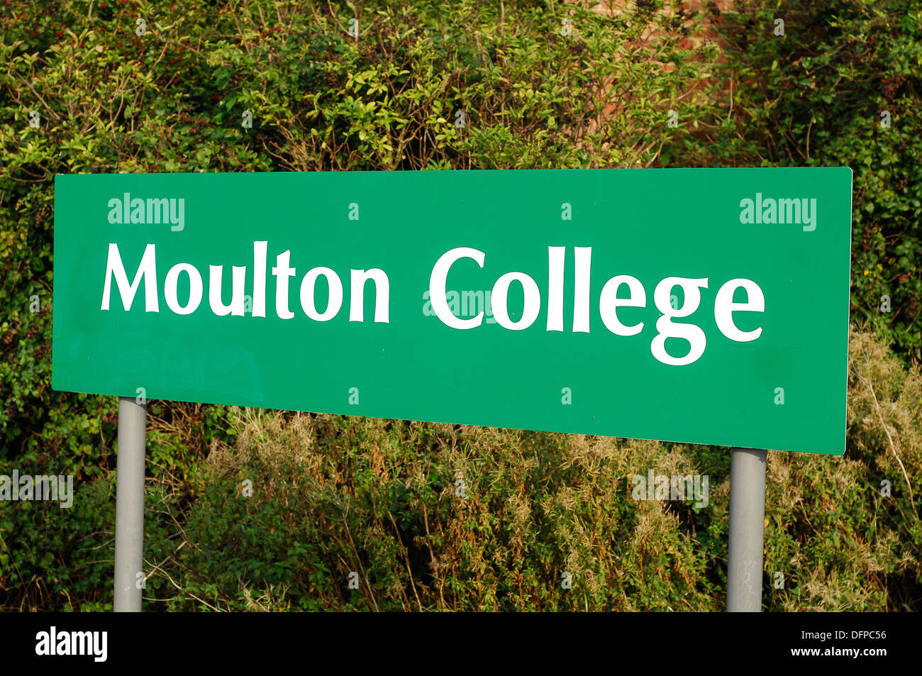 Moulton College sign on Higham Ferrers Northamptonshire Stock Photo - Alamy