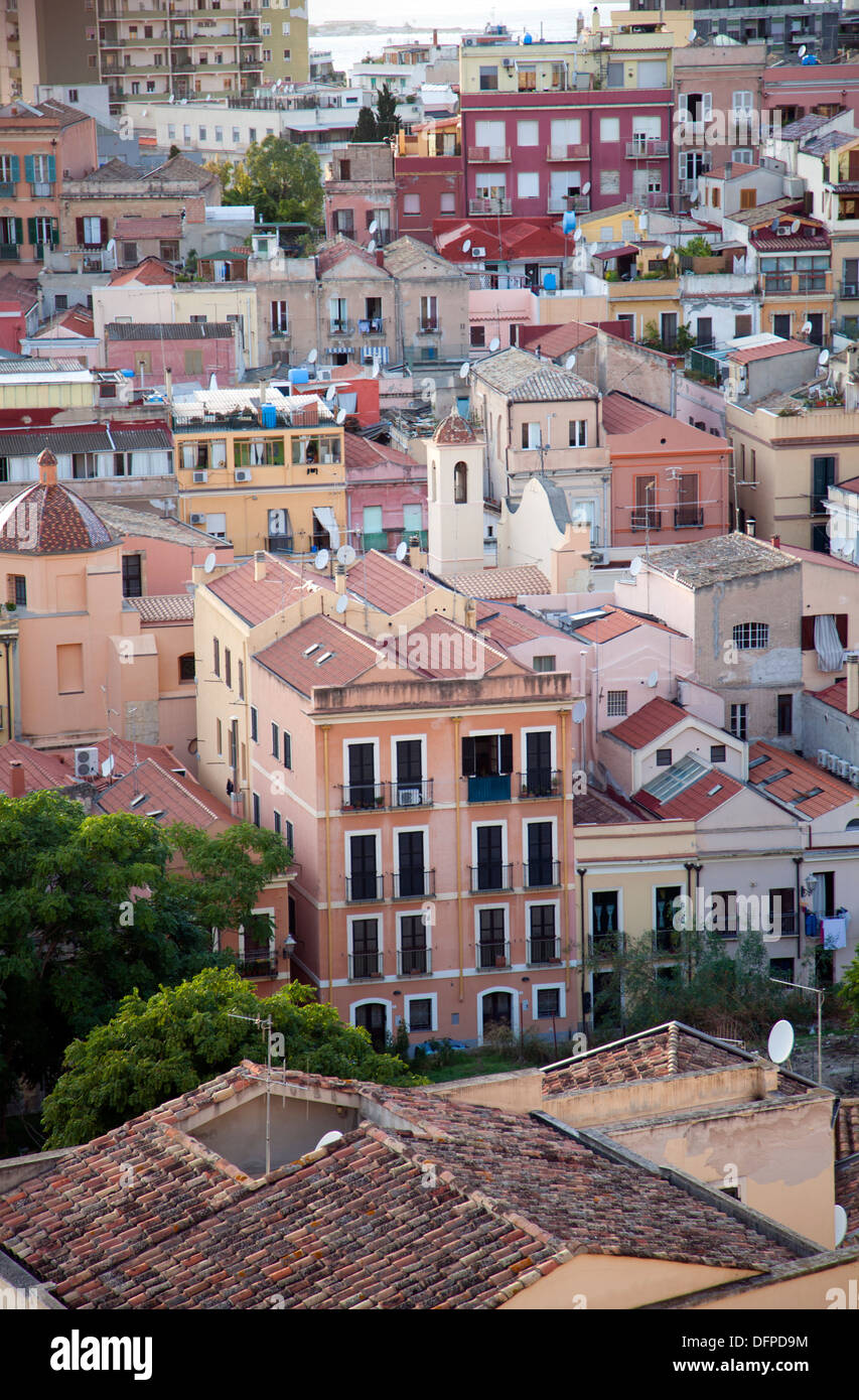 View over Stampace District in Cagliari from Bastione di Santa Croce in ...