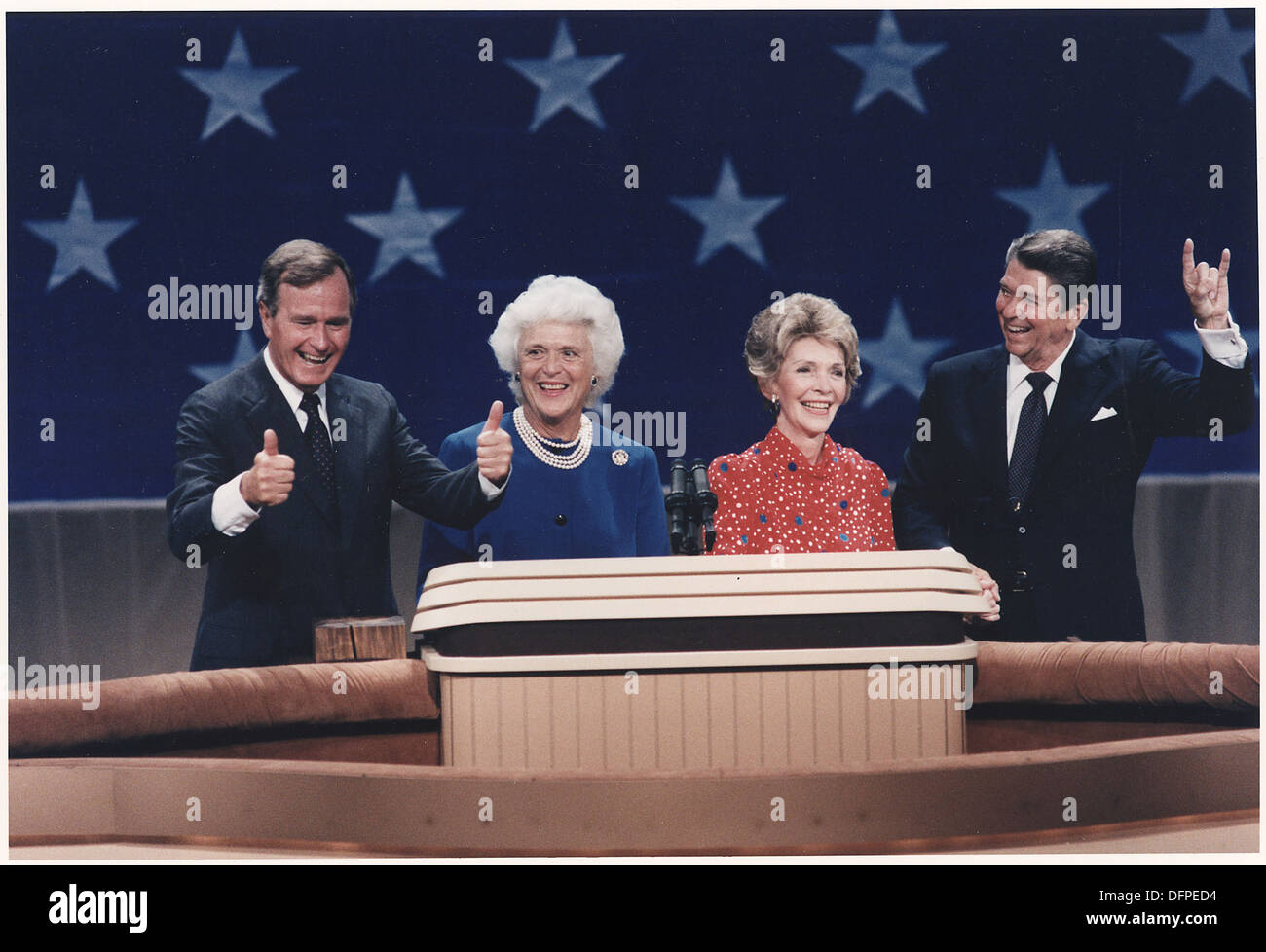 A photograph capturing President Ronald Reagan, First Lady Nancy Reagan ...
