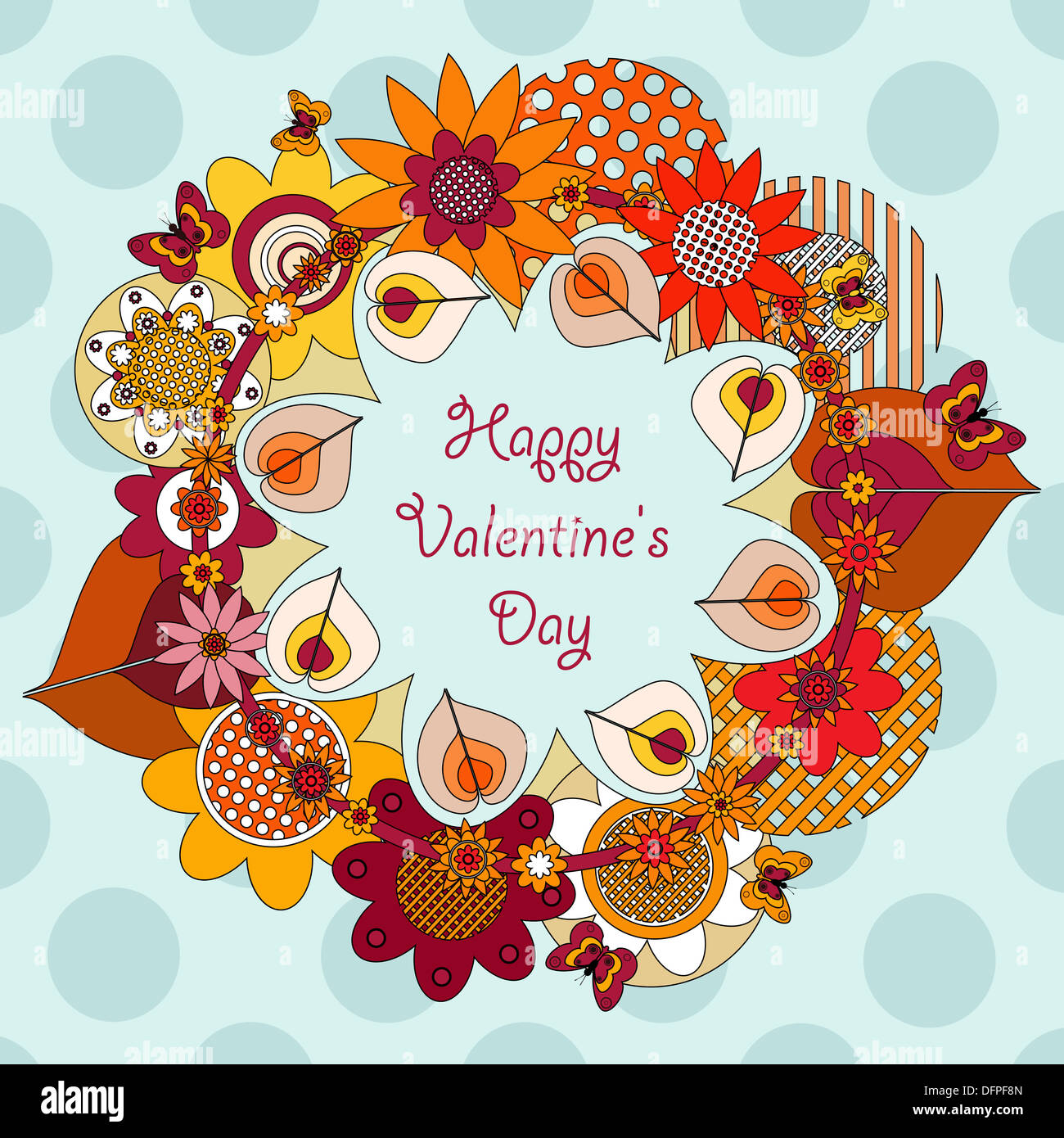 flower wreath with butterflies for valentines day Stock Photo - Alamy