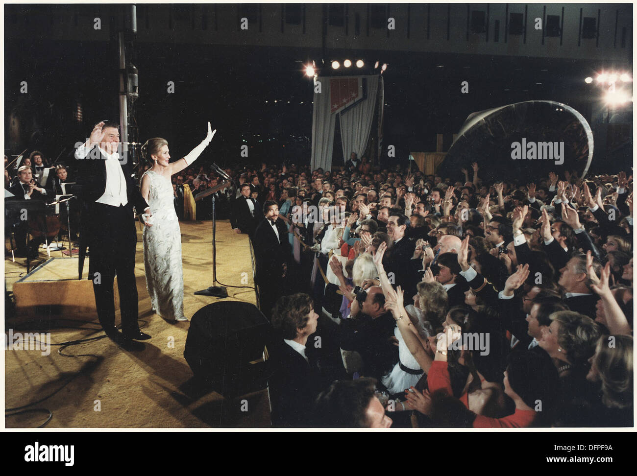 This photograph captures President Ronald Reagan and First Lady Nancy ...