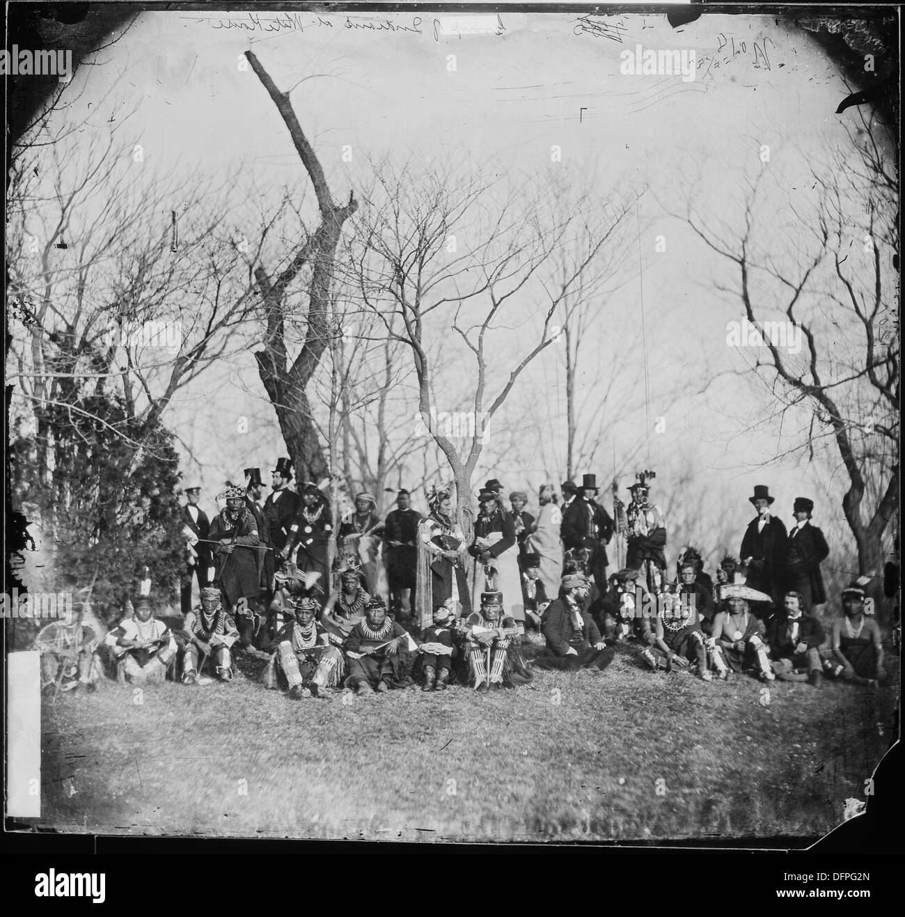 A historical photograph of a delegation of Native American leaders at ...
