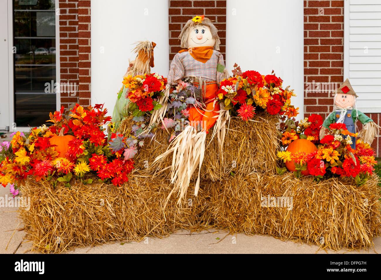 Autumn Display Scarecrow Pumpkins