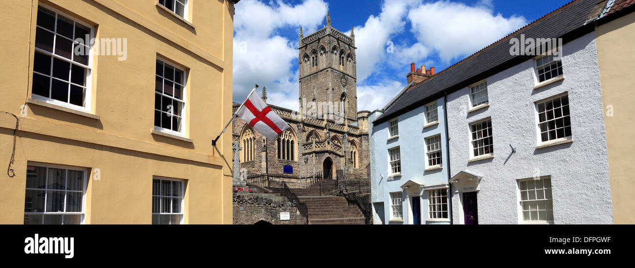 View of colourful buildings in Axbridge village, Somerset County ...