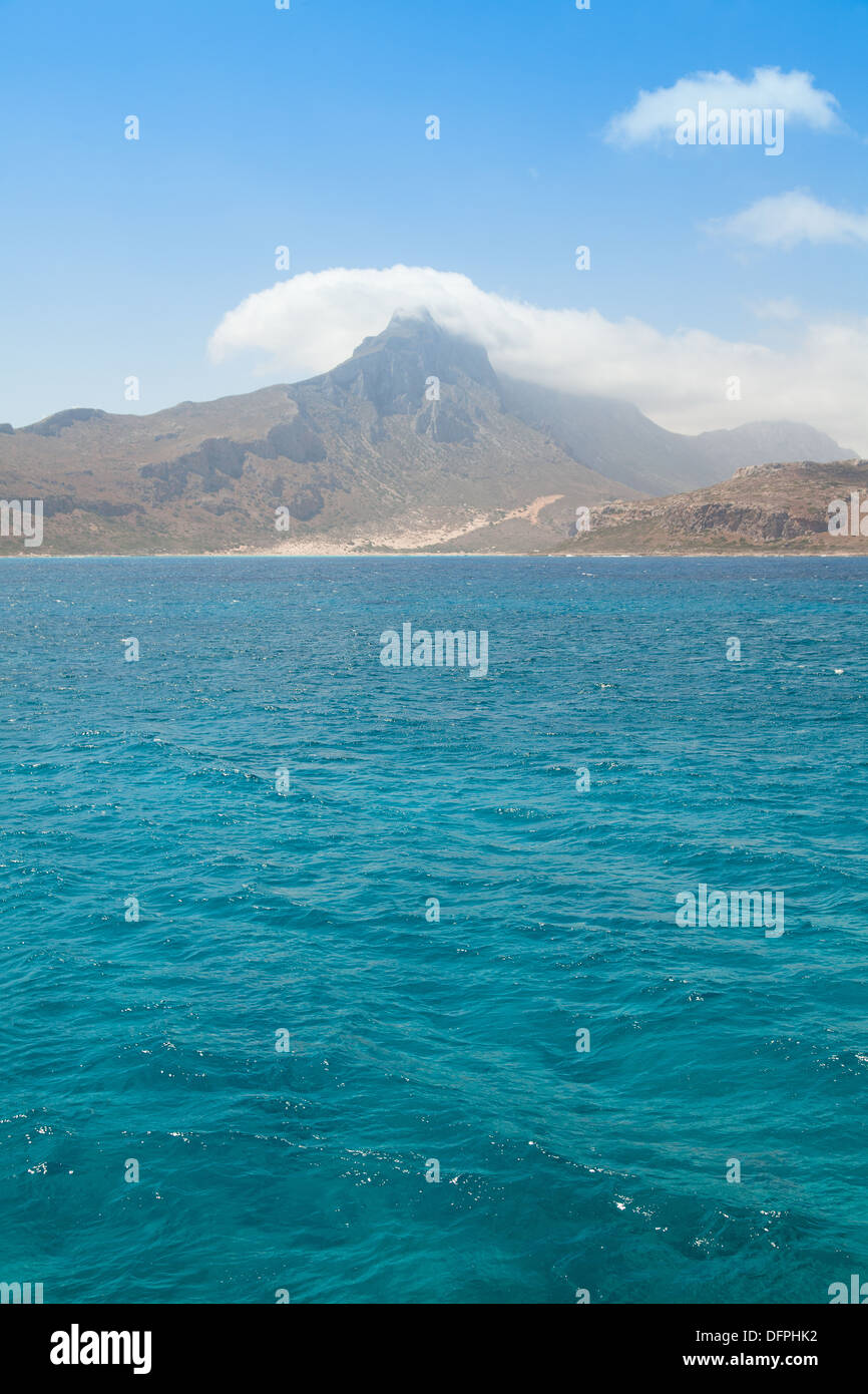 Mountain and sea view with beautiful clear water, Crete, Greece Stock ...