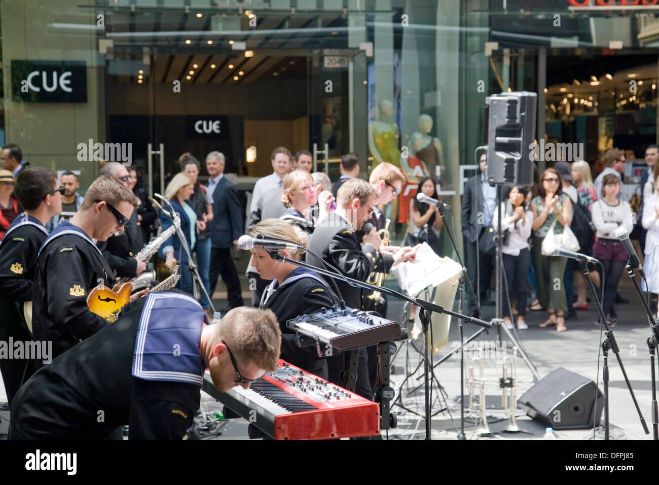 royal australian navy band playing in pitt street sydney as part of the ...