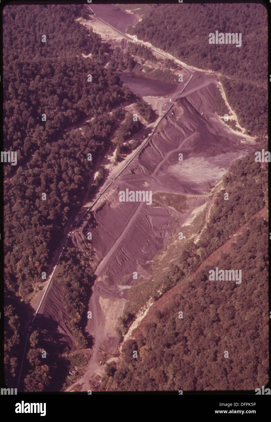 A photograph depicting the environmental scars caused by strip mining ...
