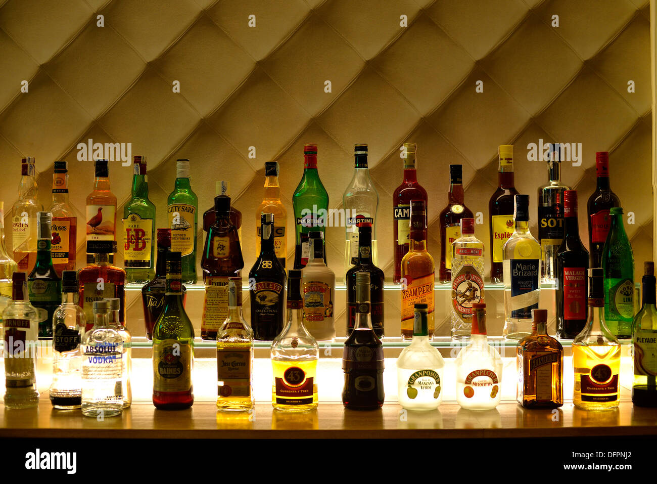Bottles in the bar Stock Photo - Alamy