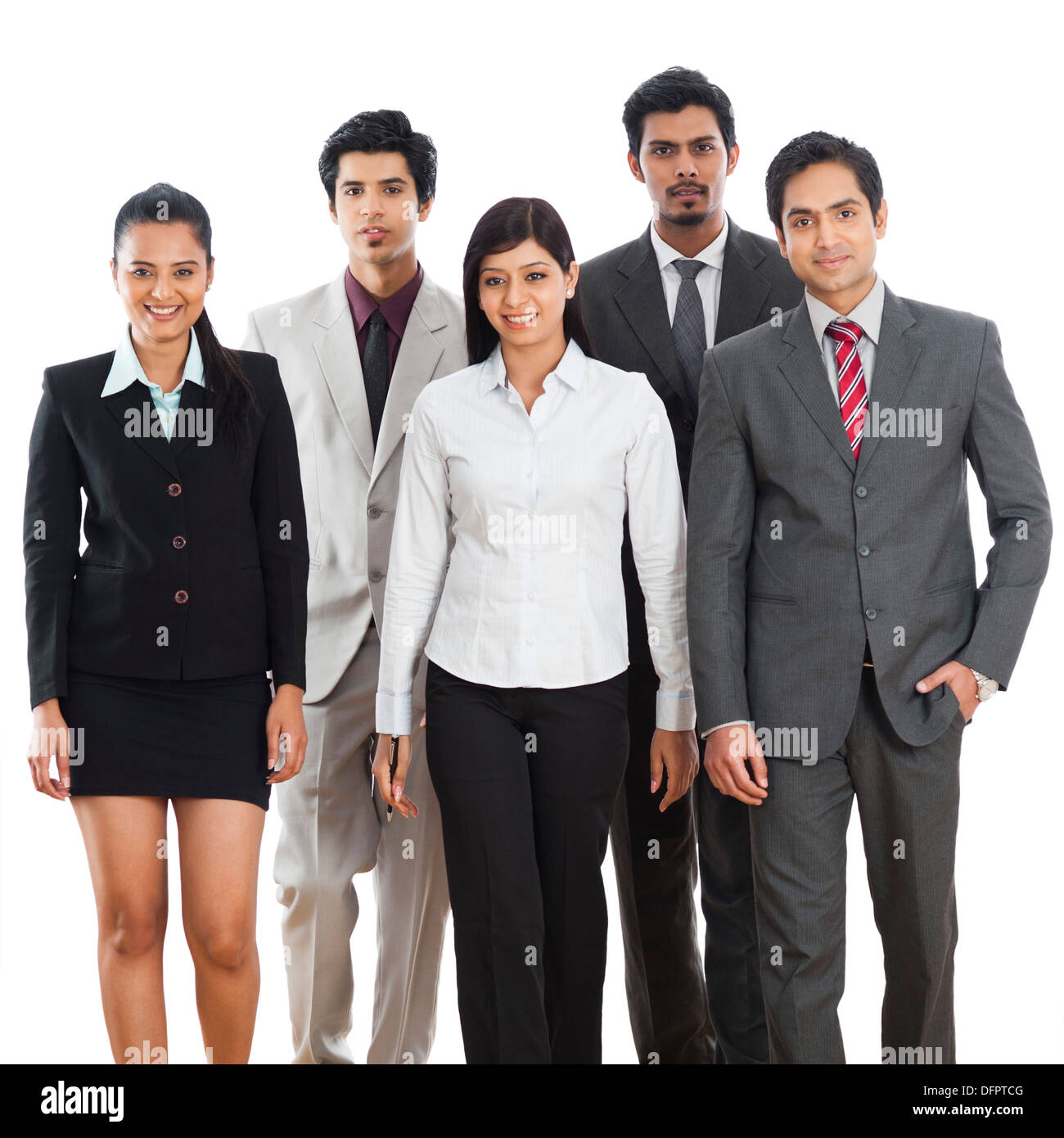 Portrait of five business executives standing together Stock Photo - Alamy