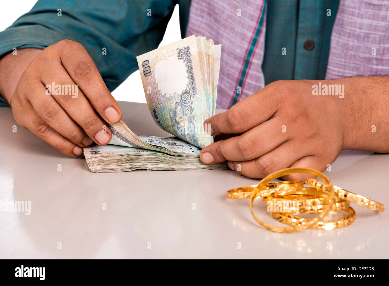 Mid section view of a man counting money Stock Photo - Alamy