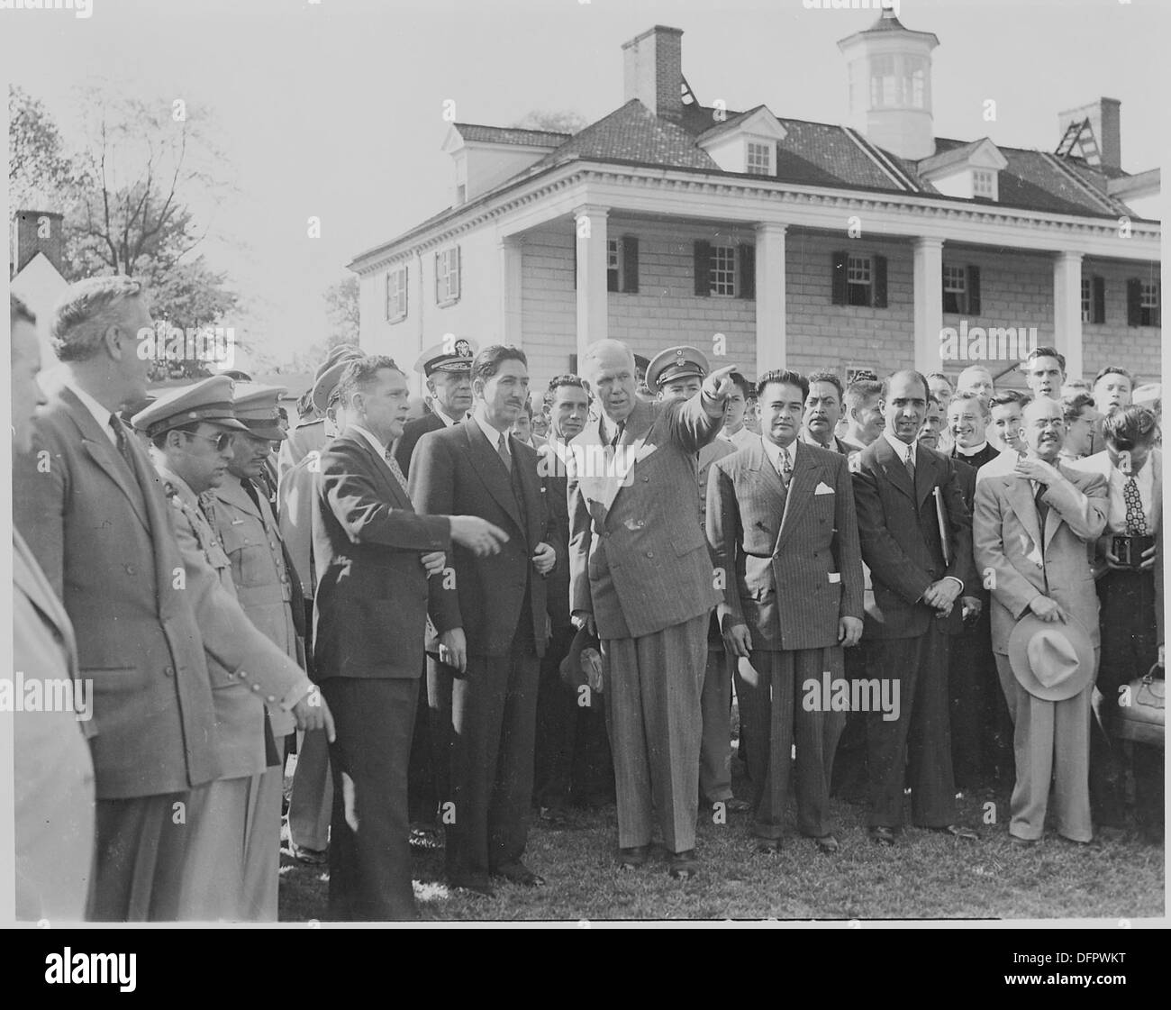 Secretary of State George C. Marshall pointing out landmarks at Mount ...