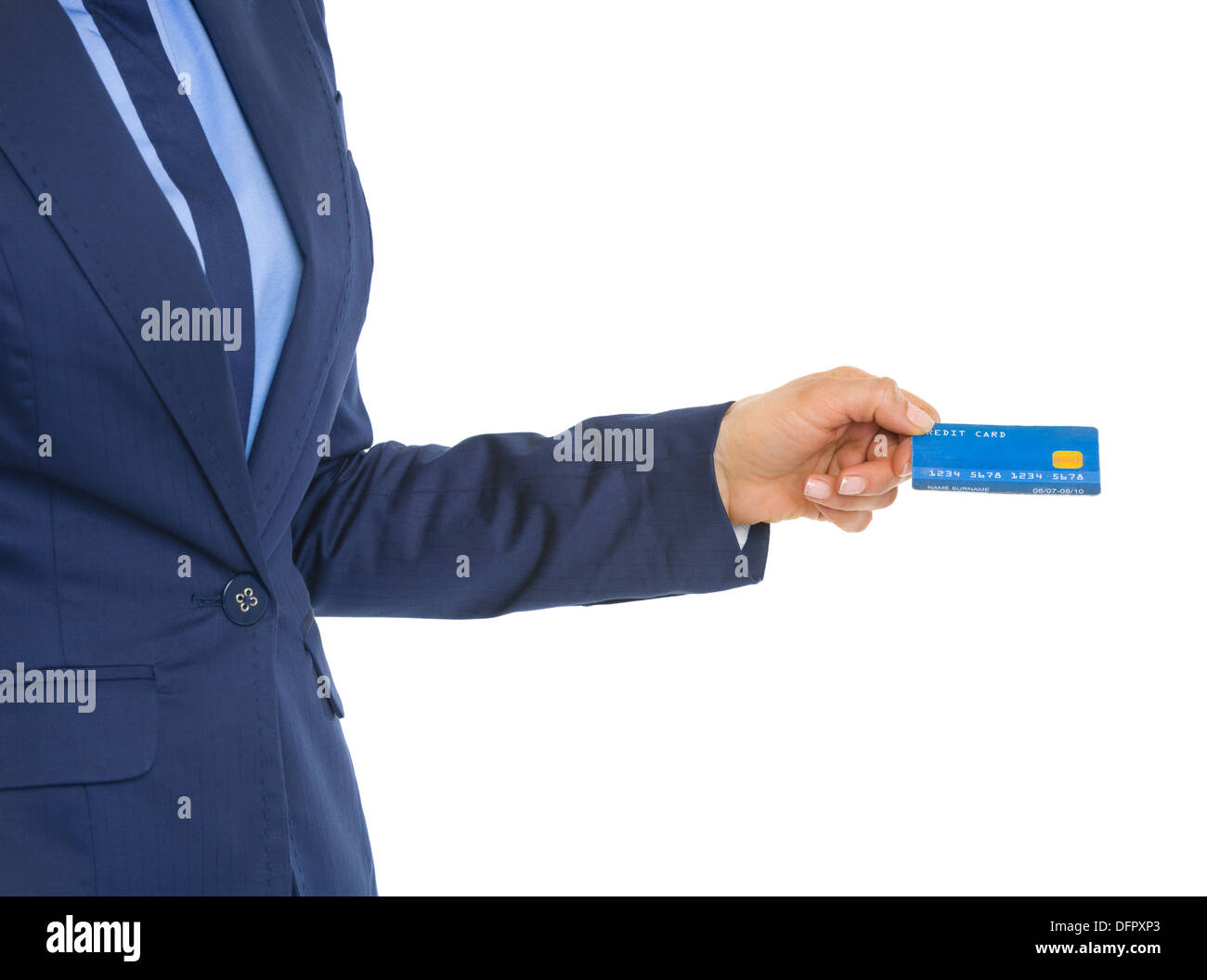 Closeup on business woman giving credit card Stock Photo - Alamy
