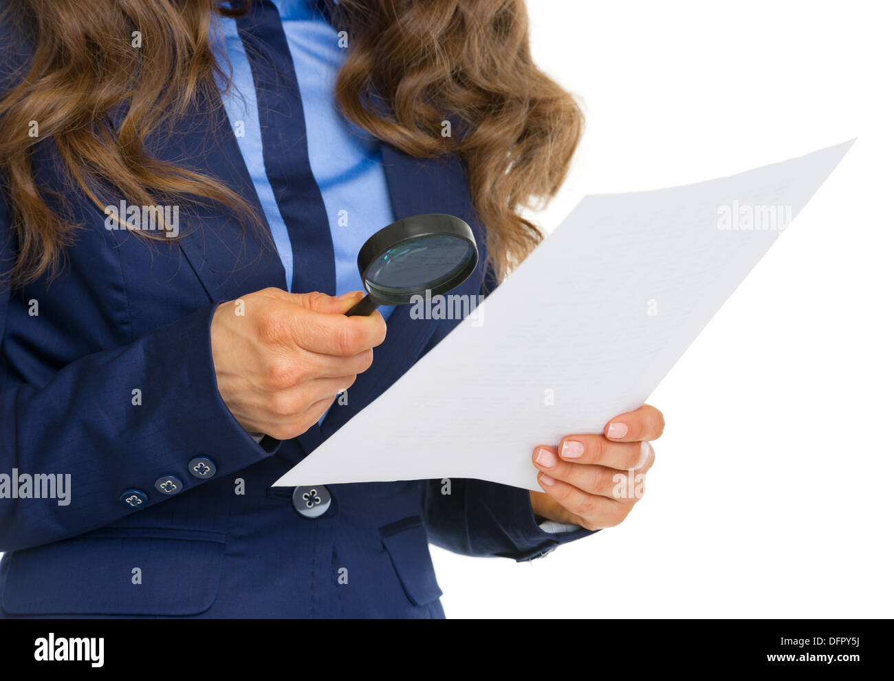 Woman using magnifying glass examine hi-res stock photography and ...