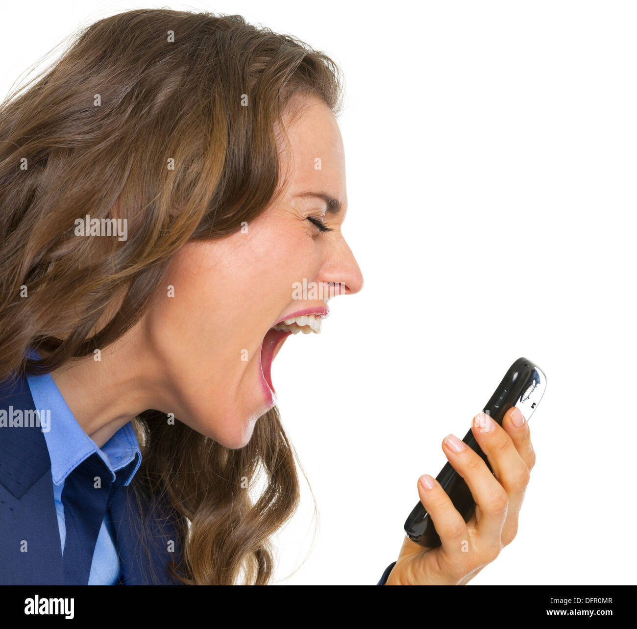 Angry business woman shouting in mobile phone Stock Photo - Alamy Angry business woman shouting in mobile phone Stock Photo - Alamy