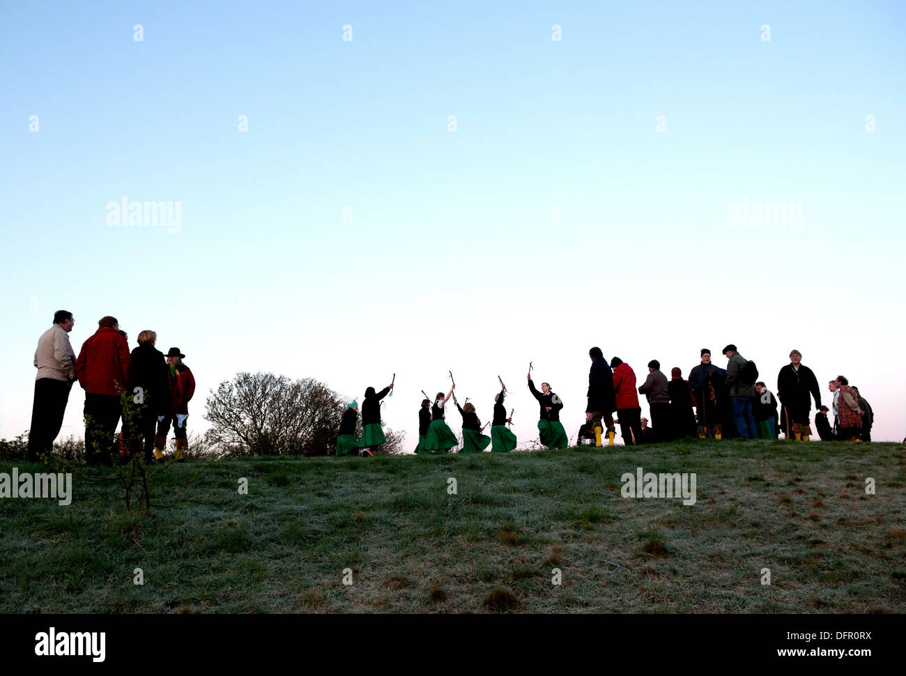 Traditional English Morris Dancers perform on St. Andrew's Hill in ...