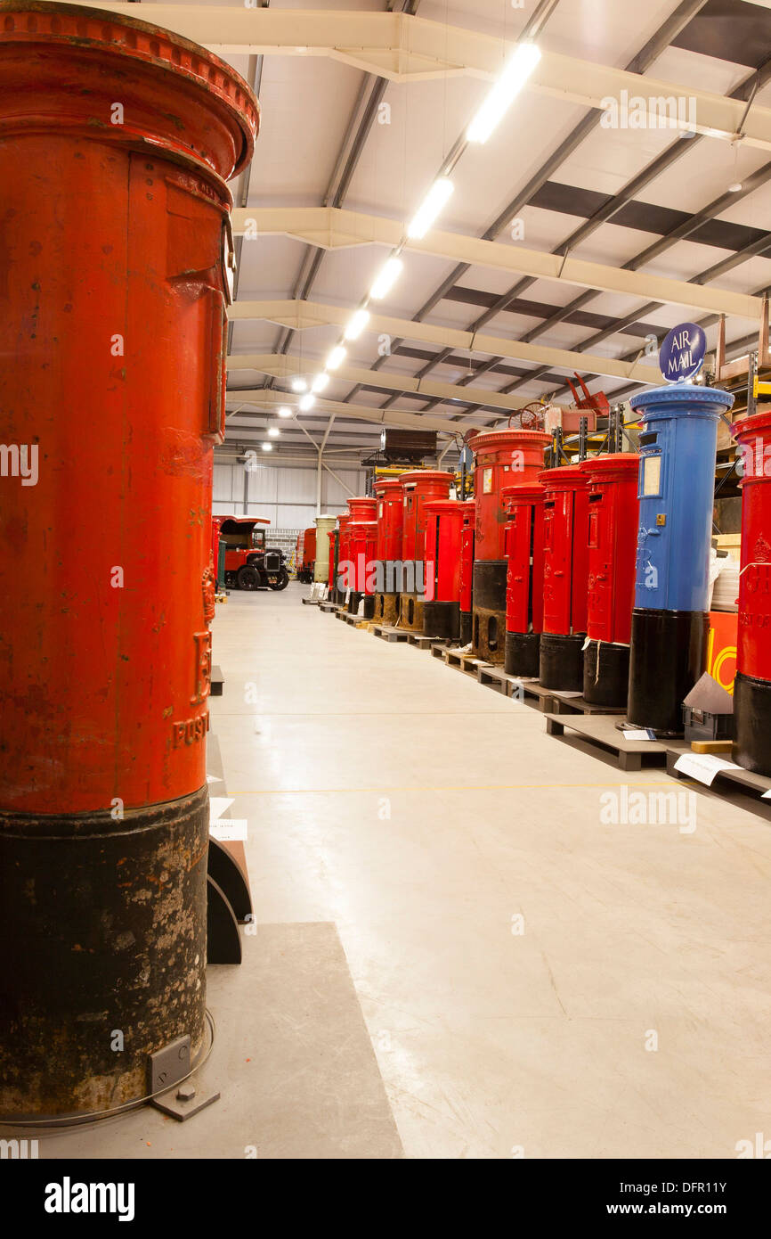 The line of pillar boxes at the British Postal Museum Store at Debden ...