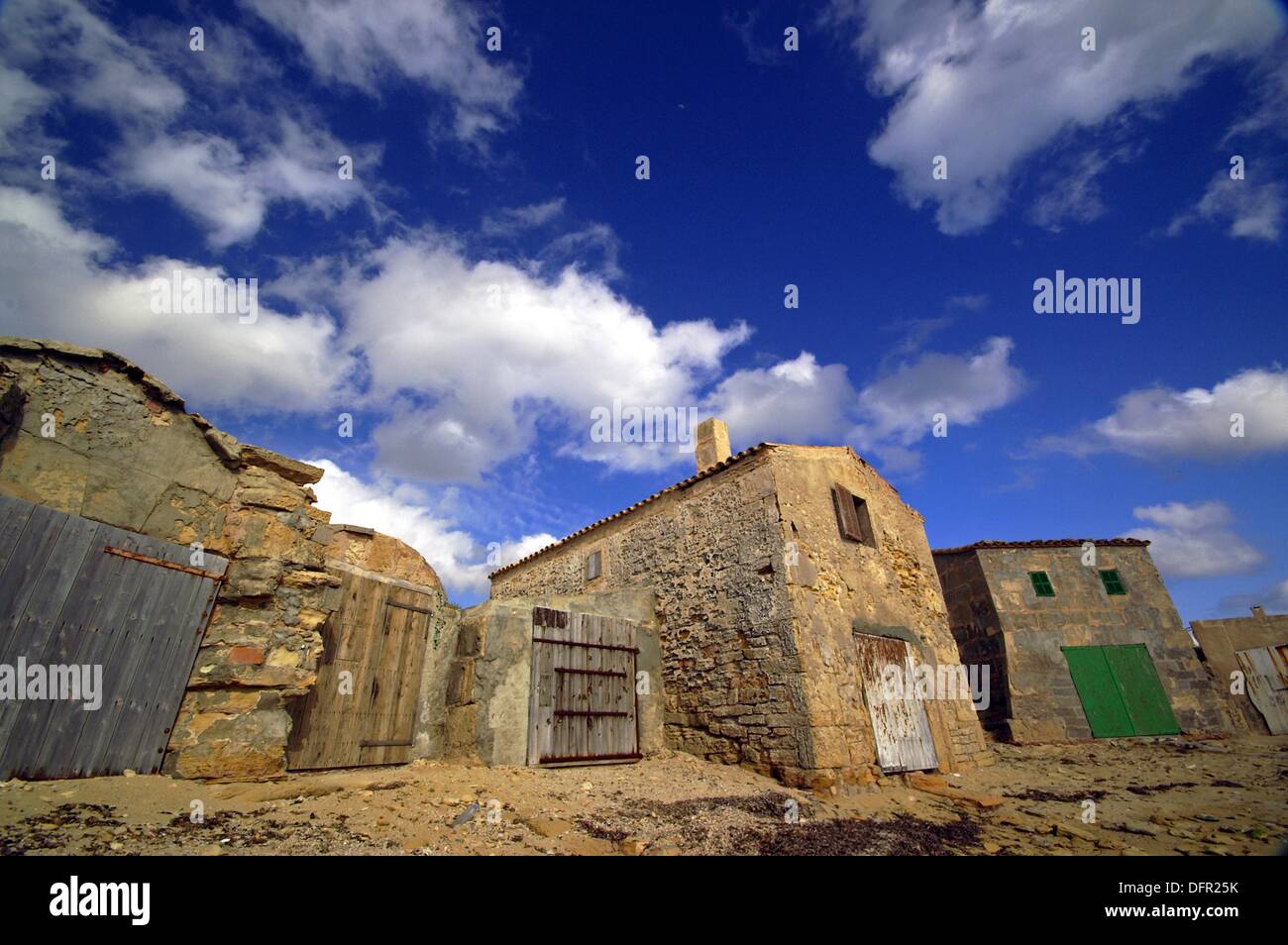 enbarcadero, ´escars´ of the beach is Dolç, Ses Salines, Majorca ...