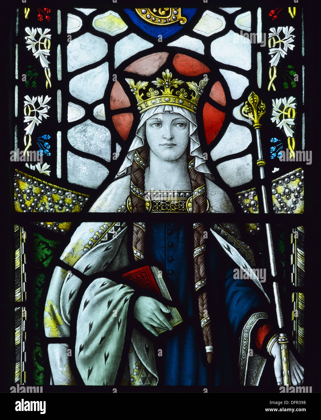 Saint Ethelburga, wife of Saint Edwin, detail of North aisle West ...