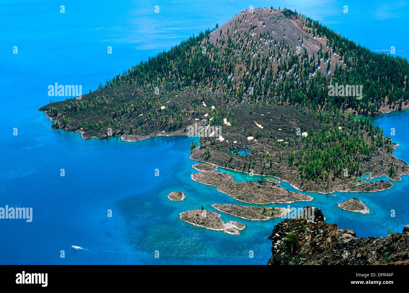 Crater lake national park wizard boat hi-res stock photography and ...