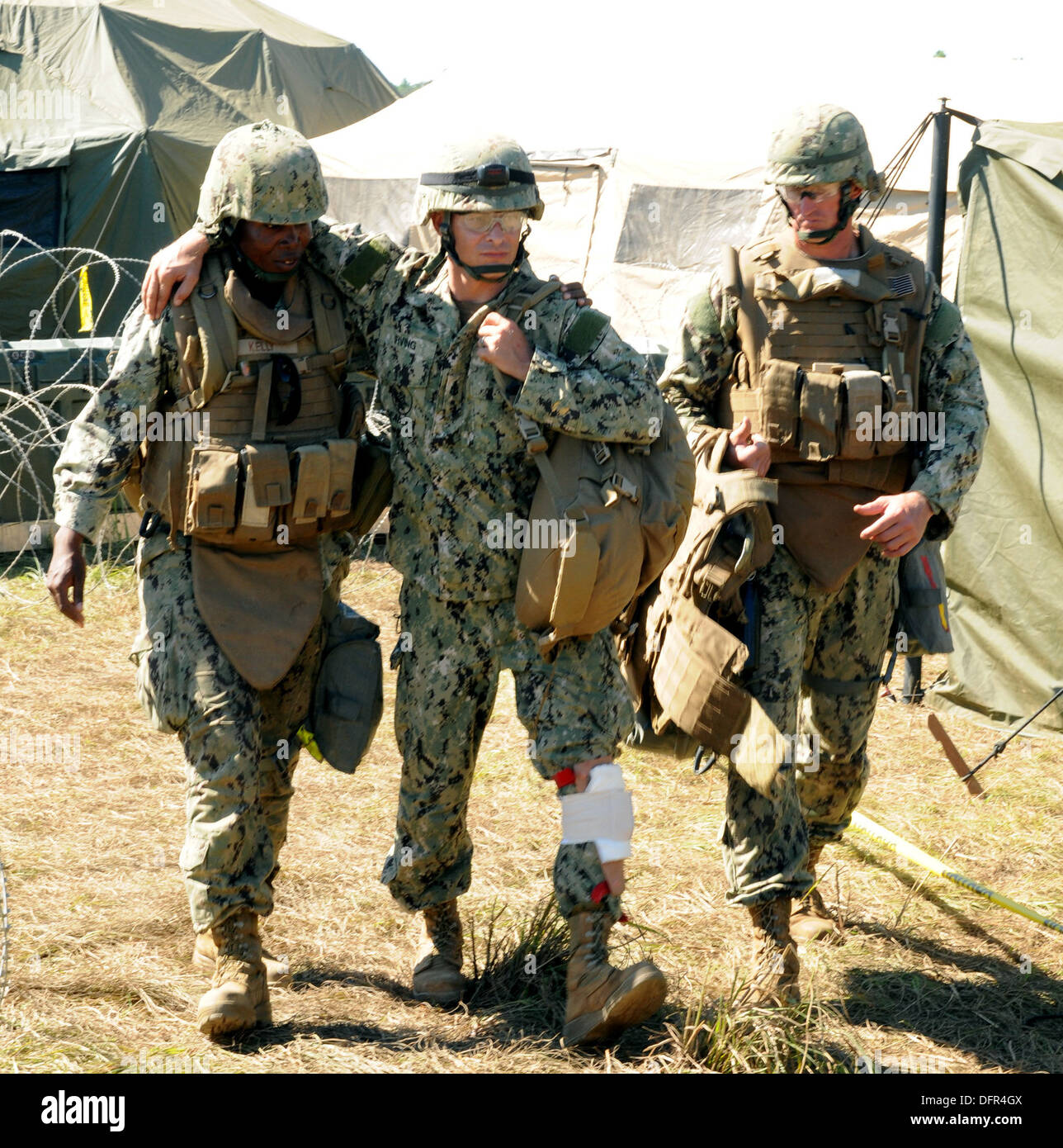 Sailors from Naval Mobile Construction Battalion (NMCB) 1 treat Stock ...