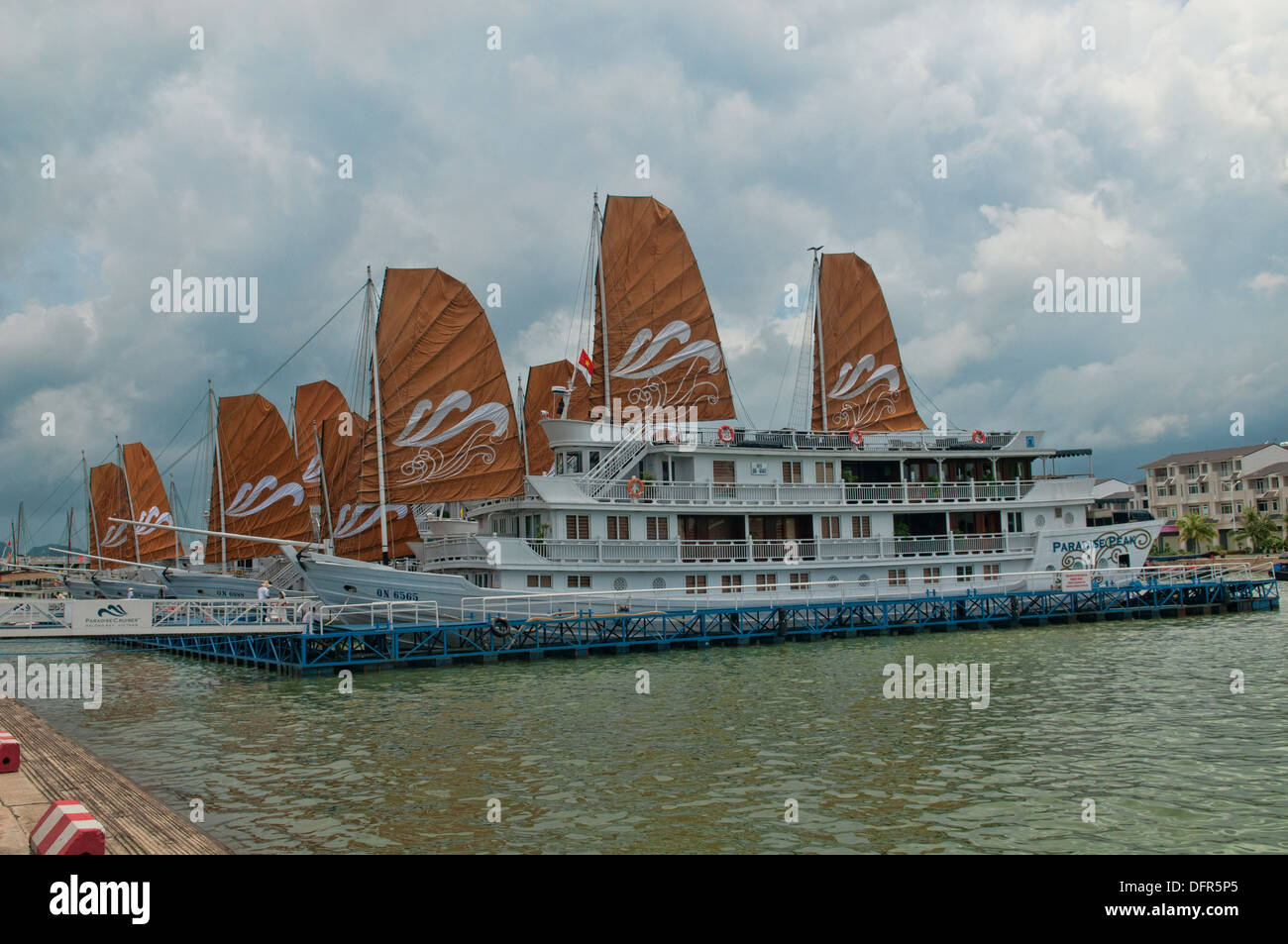 traditional junks in the harbour in Halong Bay, Vietnam Stock Photo - Alamy