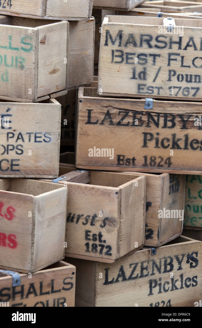 Old wooden boxes, England, UK Stock Photo - Alamy
