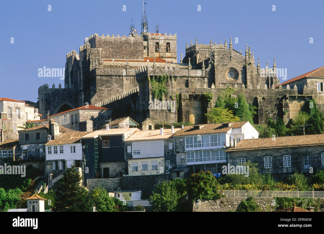 Cathedral and old town, Tui. Pontevedra province, Galicia, Spain Stock ...