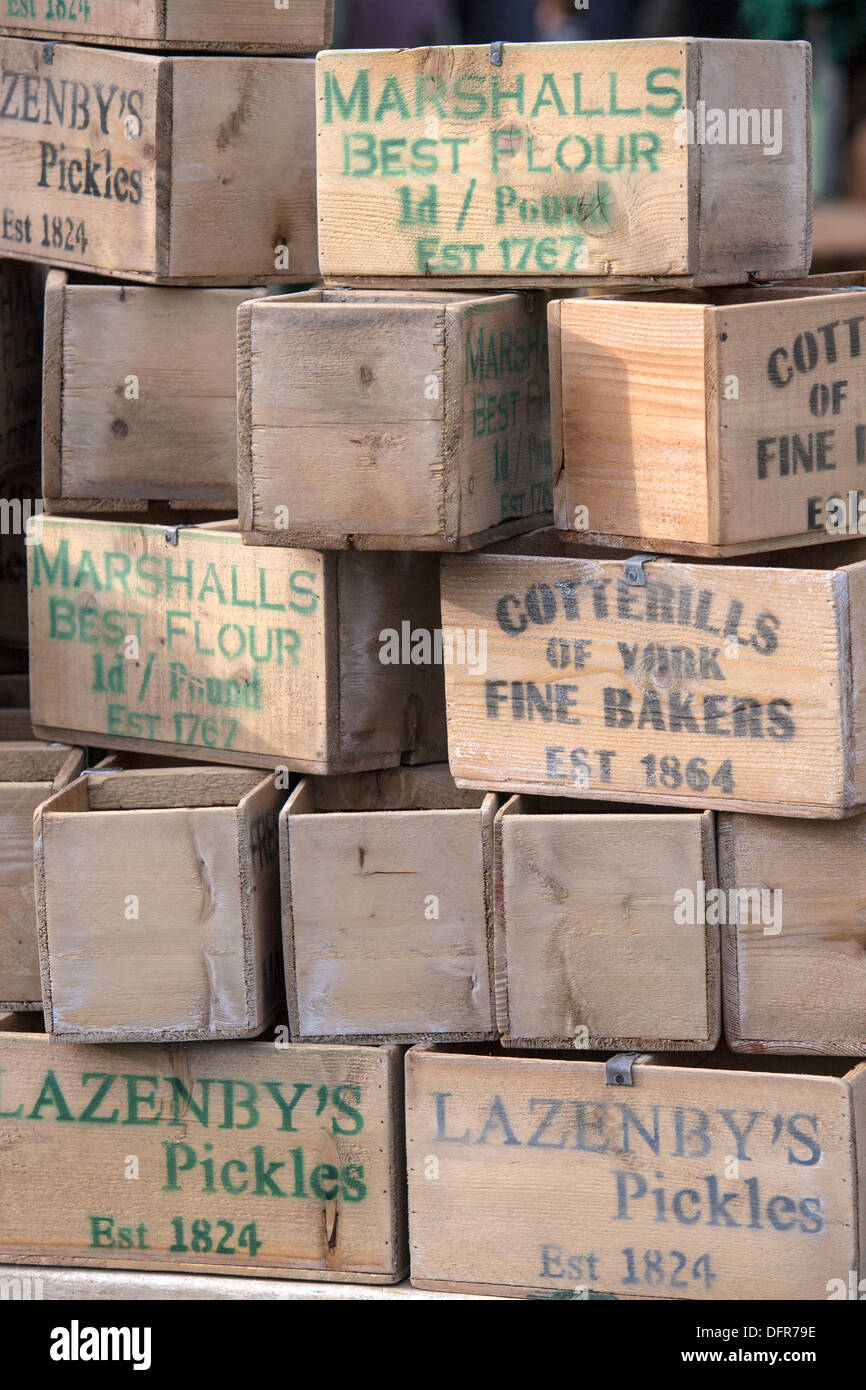 Old wooden boxes, England, UK Stock Photo - Alamy