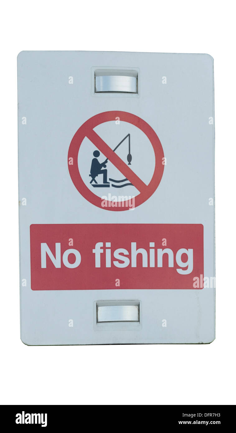 No fishing warning sign isolated on white Stock Photo - Alamy