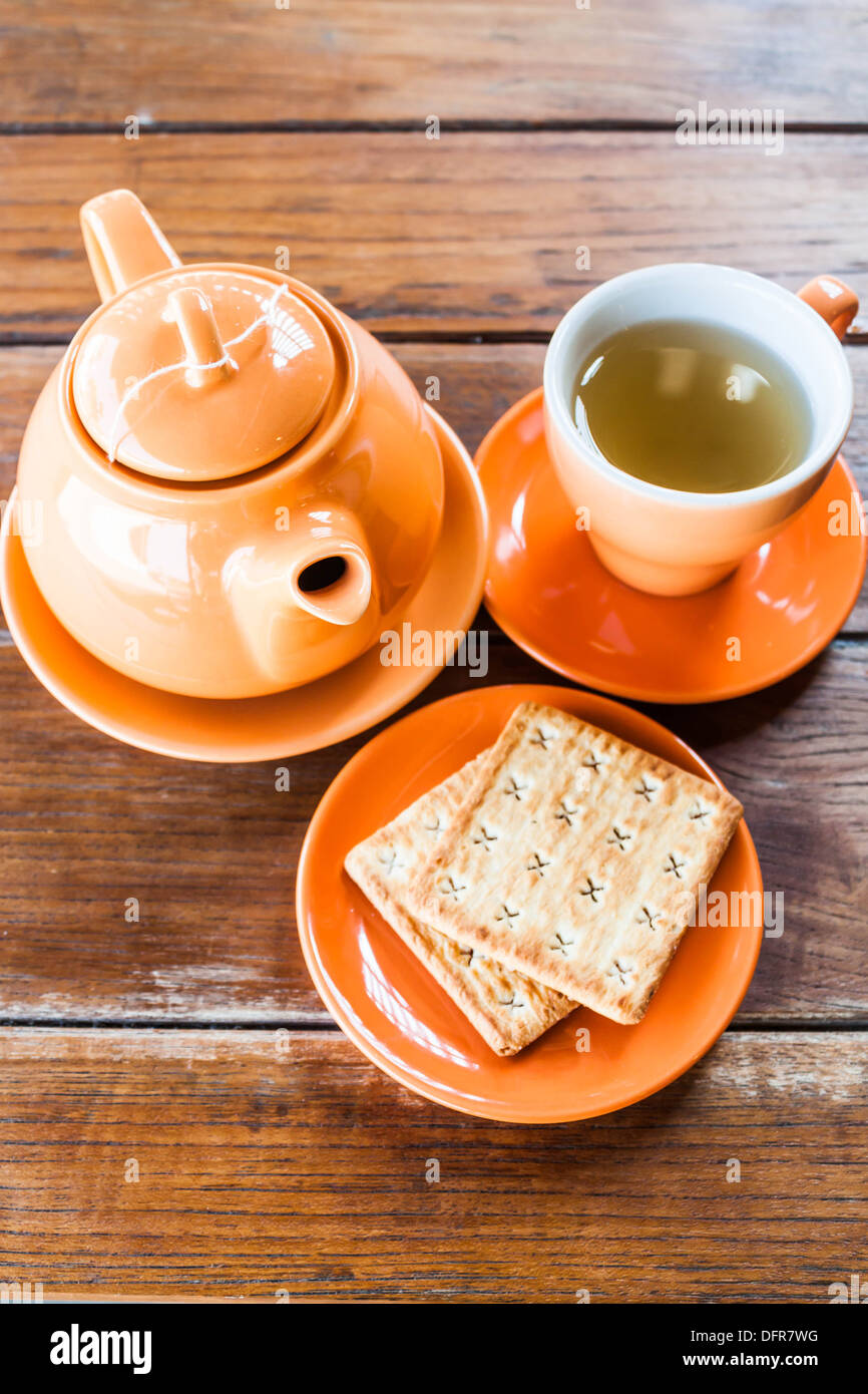 Top view of hot tea cup and crackers hi-res stock photography and ...