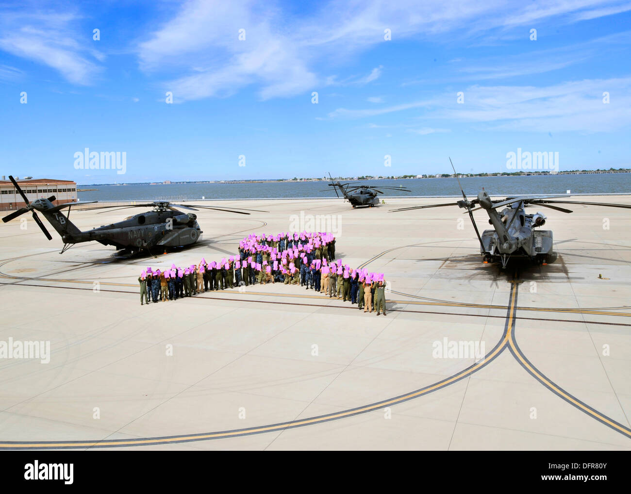 Sailors and civilians attached to Helicopter Mine Countermeasures ...
