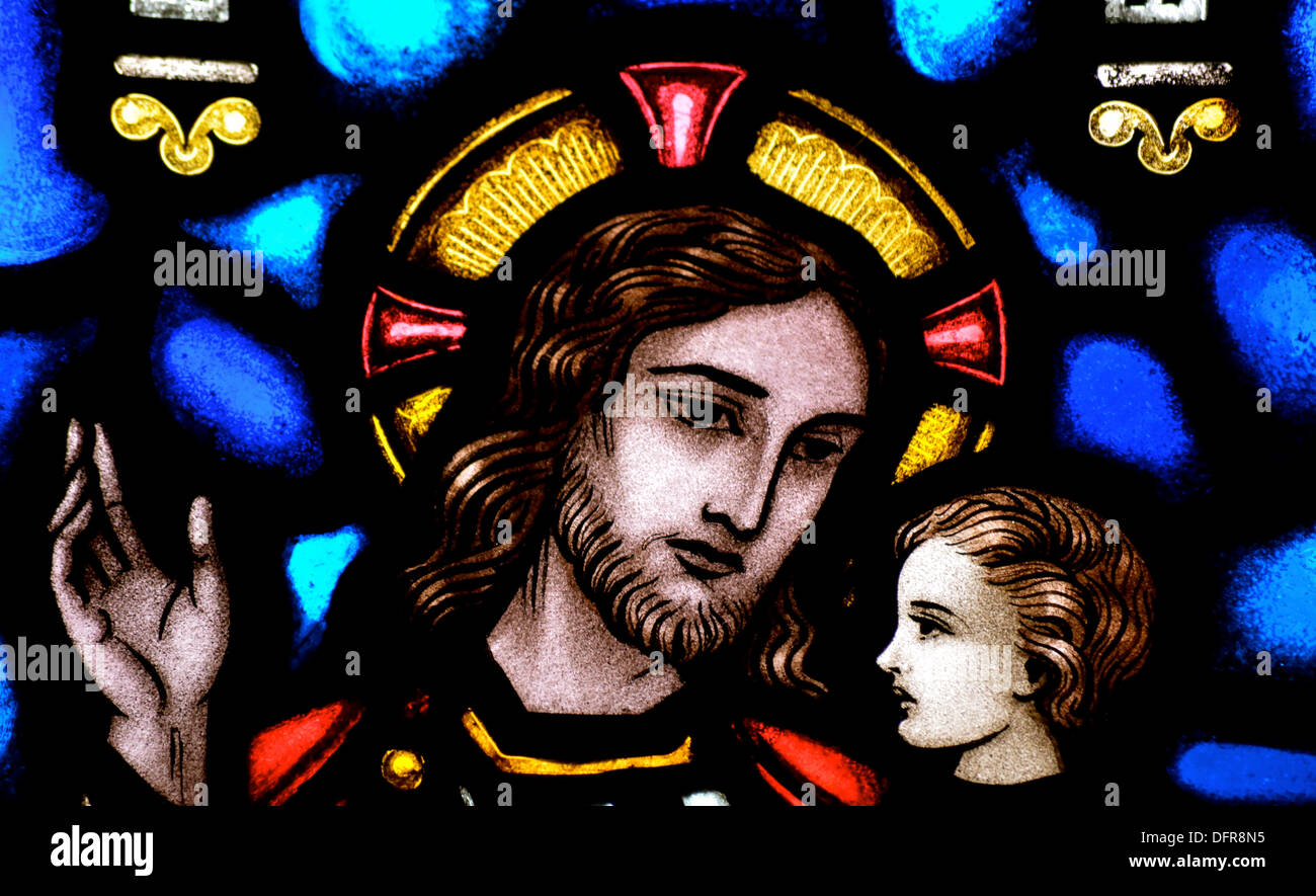 Jesus Christ in stained glass Stock Photo - Alamy