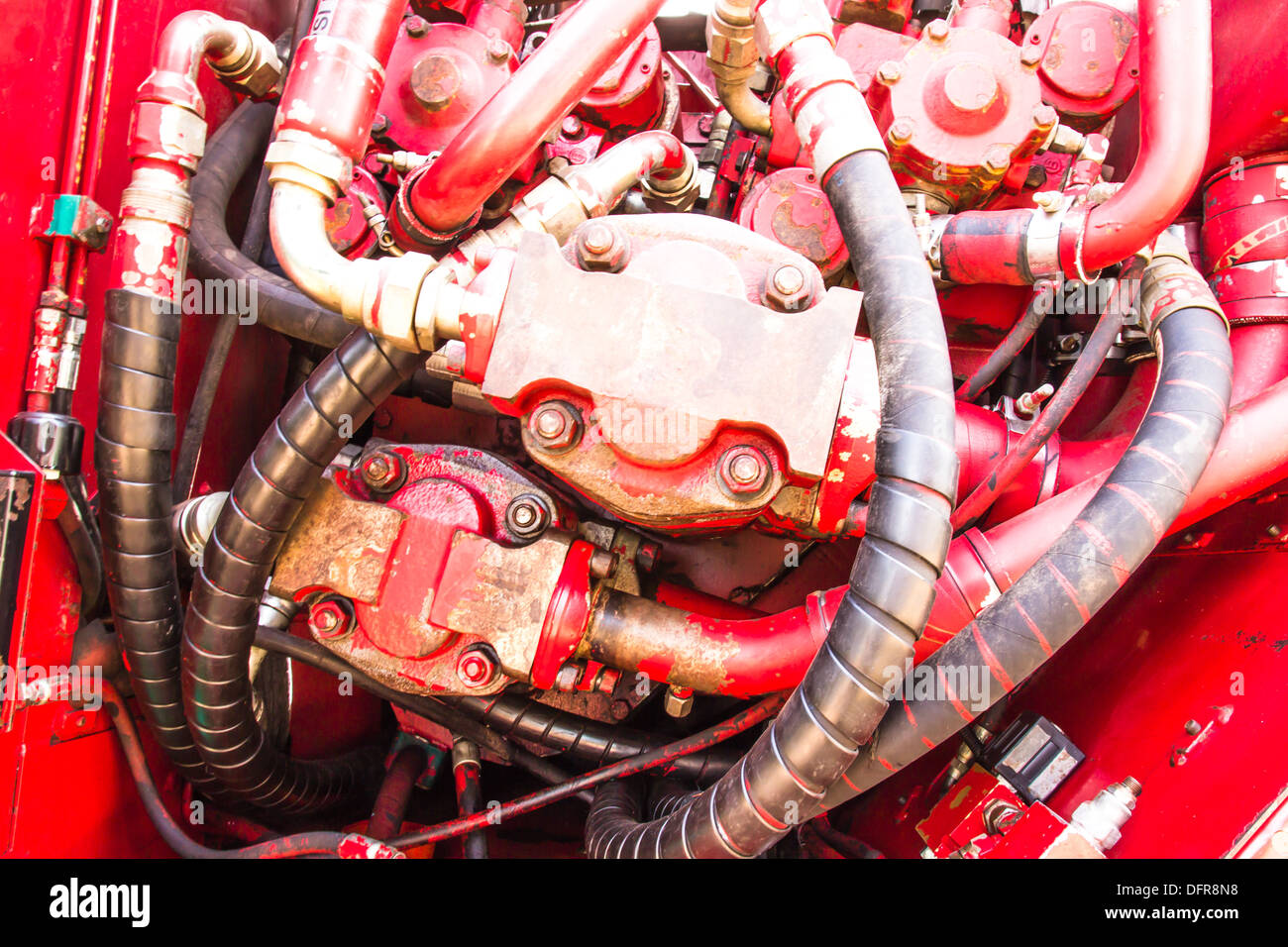 Car engine. Sugar cane harvest Stock Photo - Alamy