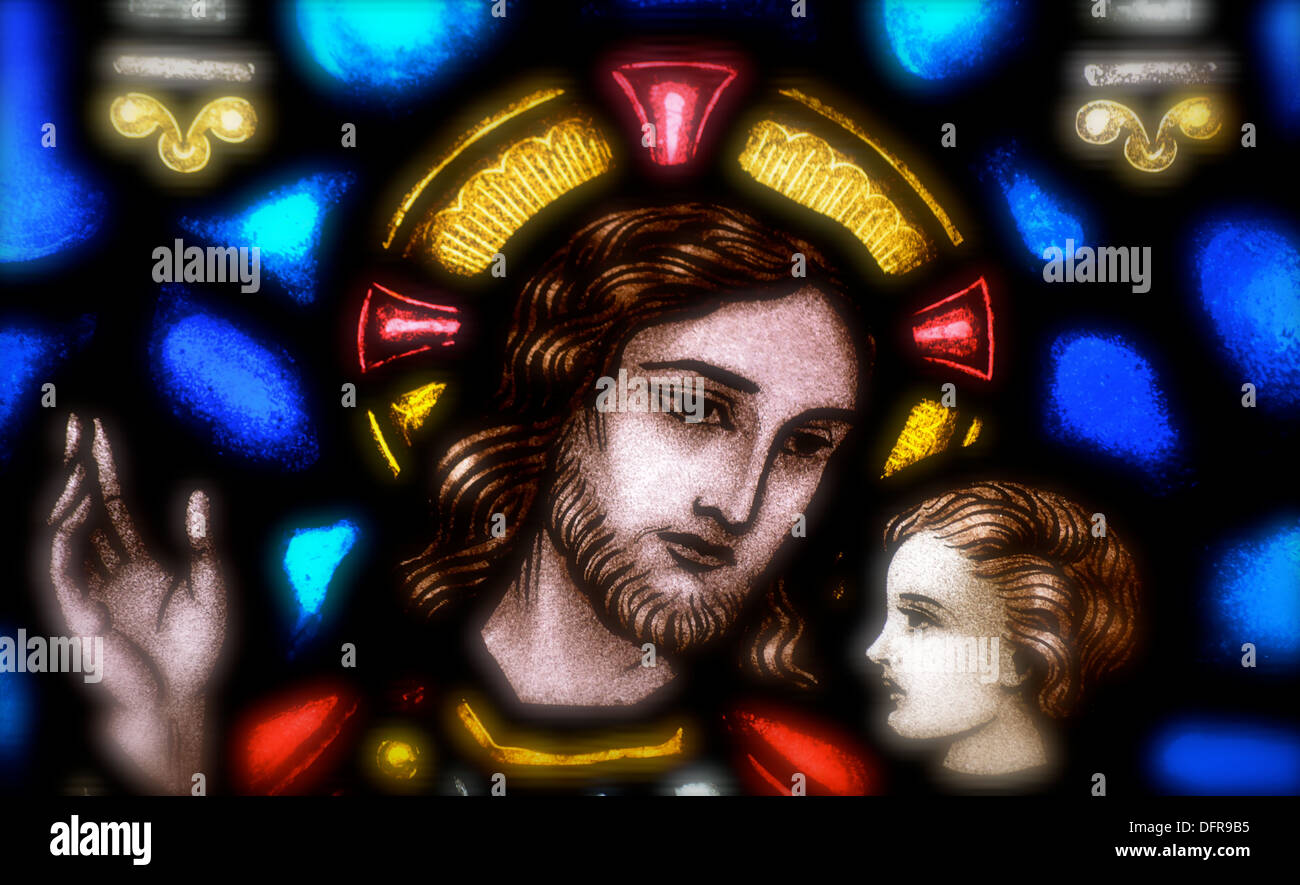 Jesus Christ in stained glass Stock Photo - Alamy