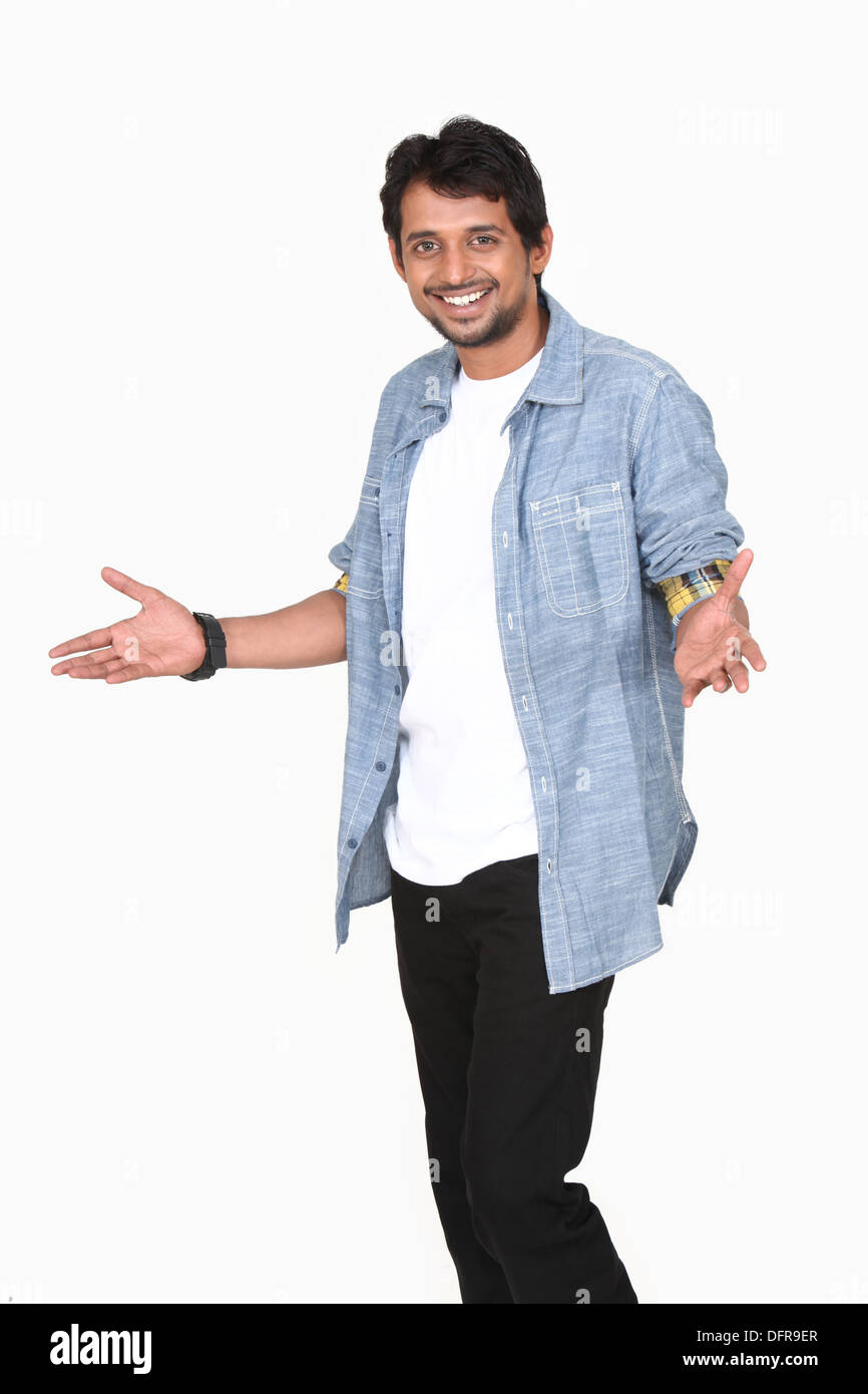 Young stylish man in blue Cut Out Stock Images & Pictures - Alamy