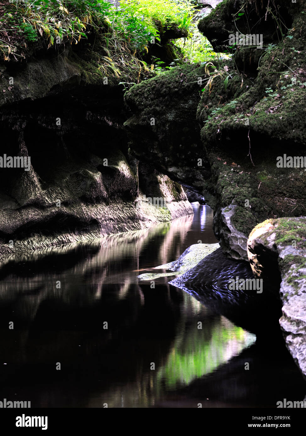 Colourfull reflections in How Stean Gorge, Upper Nidderdale, Yorkshire ...