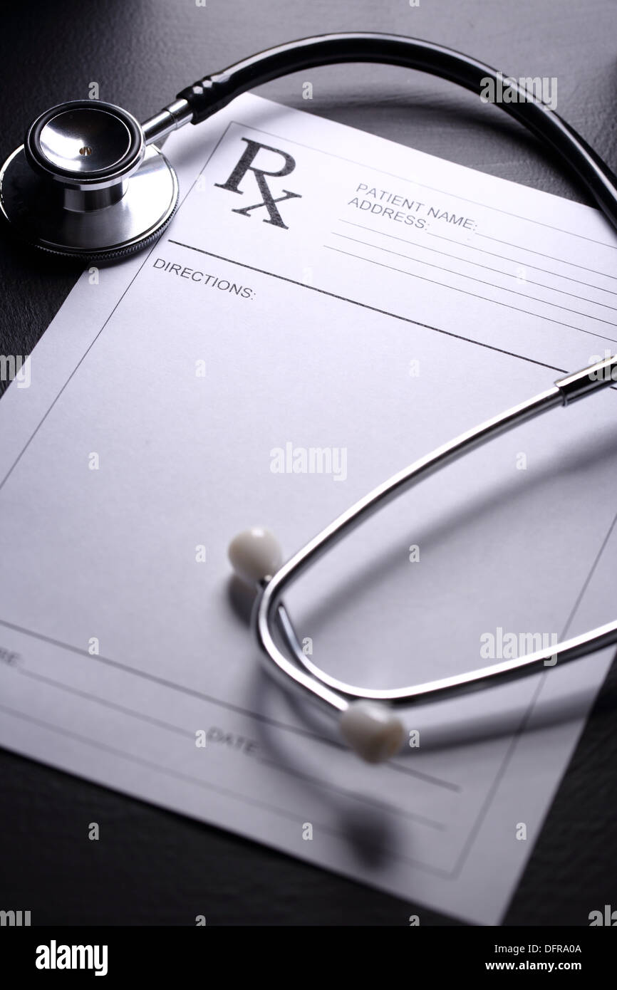 Stethoscope and patient list on black Stock Photo - Alamy