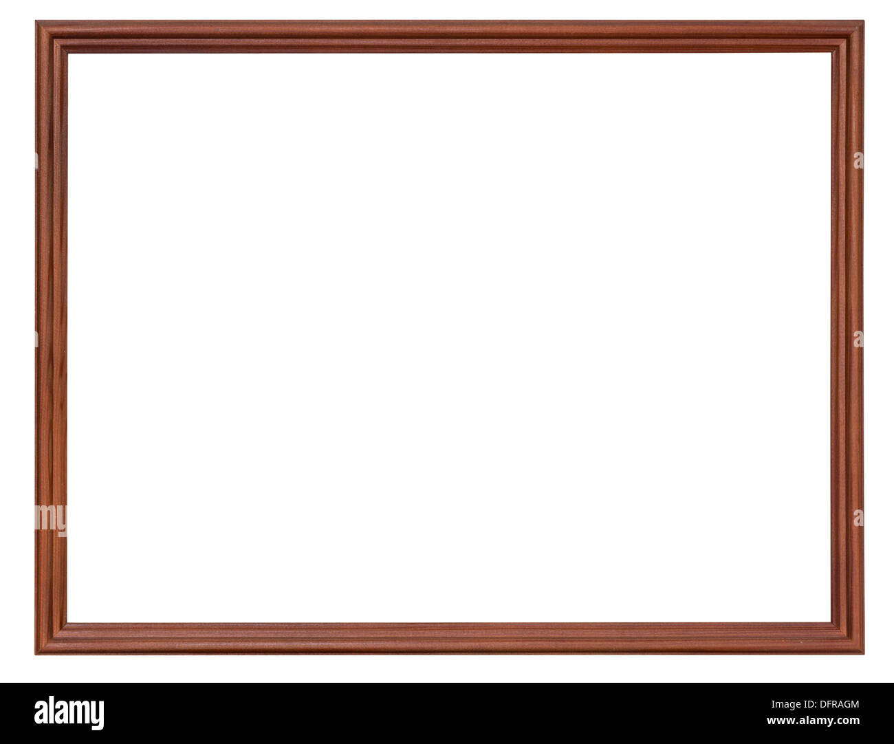 narrow dark brown wooden picture frame isolated on white background ...