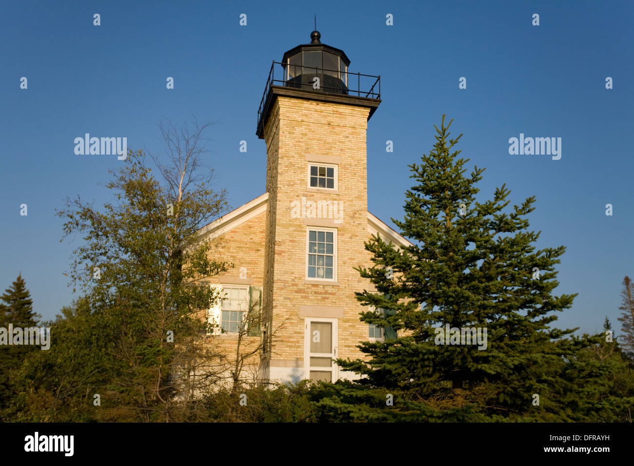 The older Copper Harbor Lighthouse just before sunset Stock Photo - Alamy