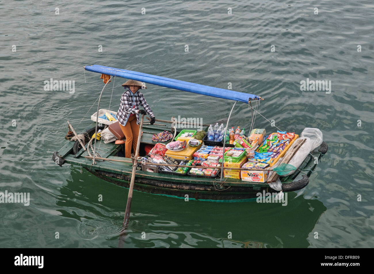 Boat vendor in Halong Bay, Vietnam Stock Photo - Alamy