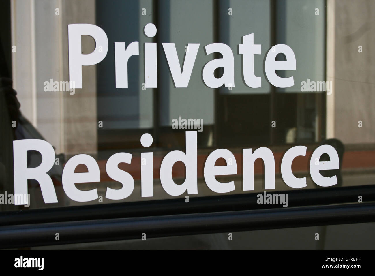 Sign in window saying Private Residence in white letters Stock Photo ...