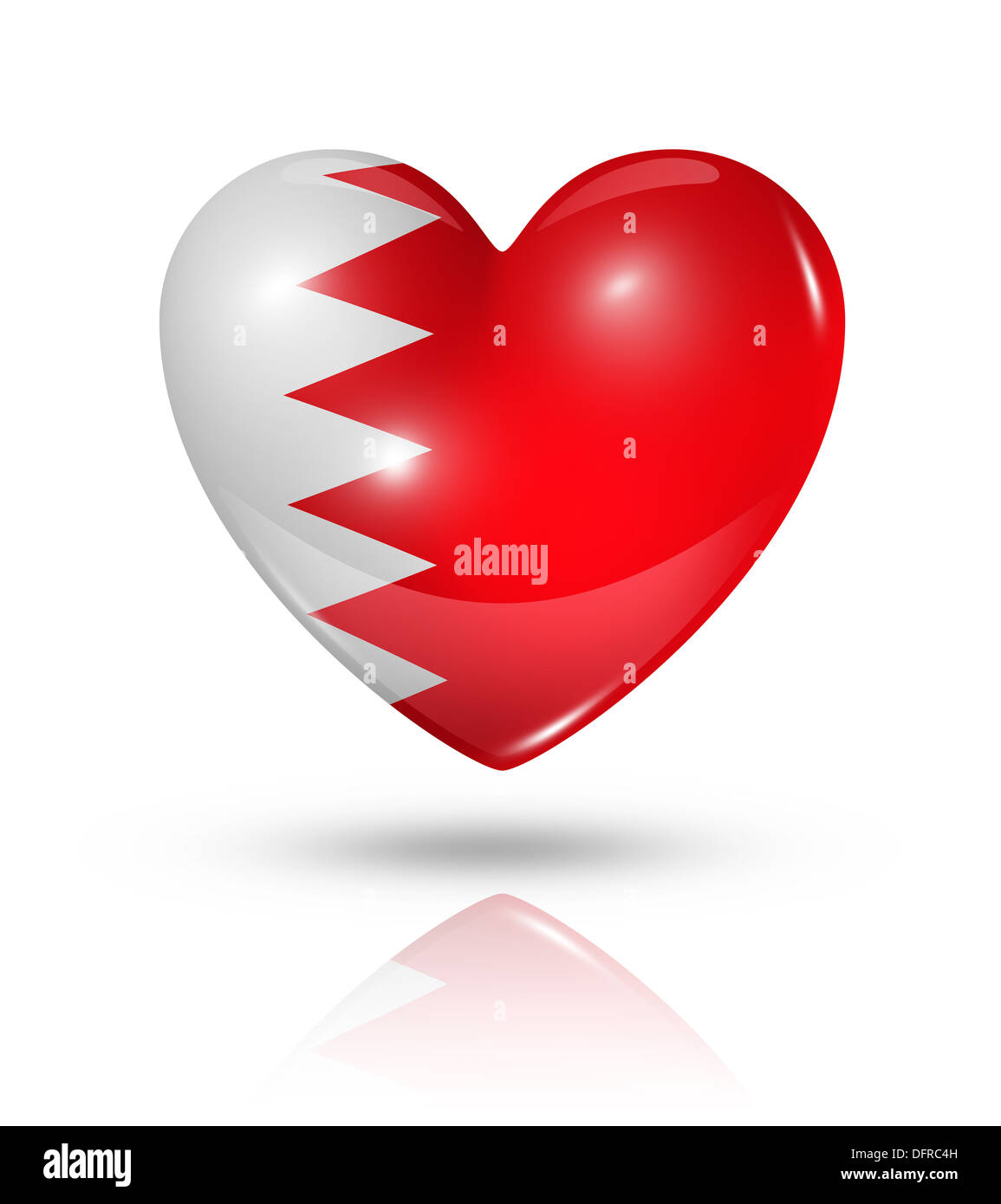 Love Bahrain symbol. 3D heart flag icon isolated on white with clipping ...