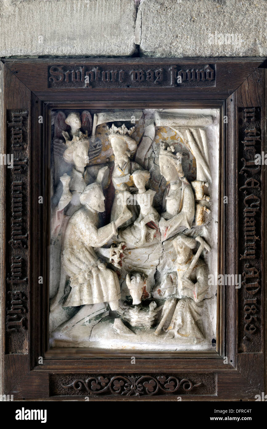 A medieval alabaster sculpture of the adoration of the magi, St Wifrid ...